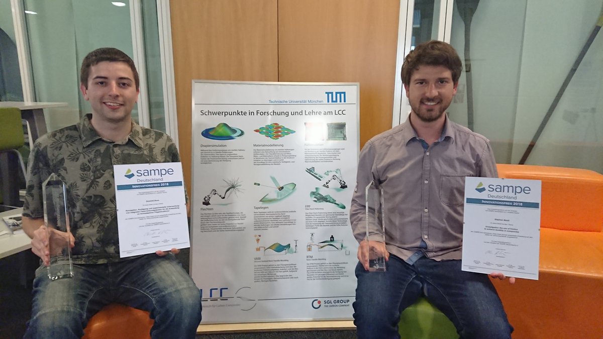 Dominik Boos und Stephan Maidl mit dem SAMPE Innovationspreis 2018 ...